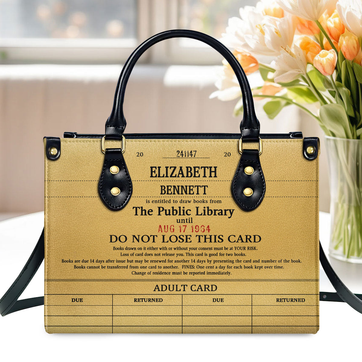Custom Library Card - Personalized Leather Handbag – Bookswares