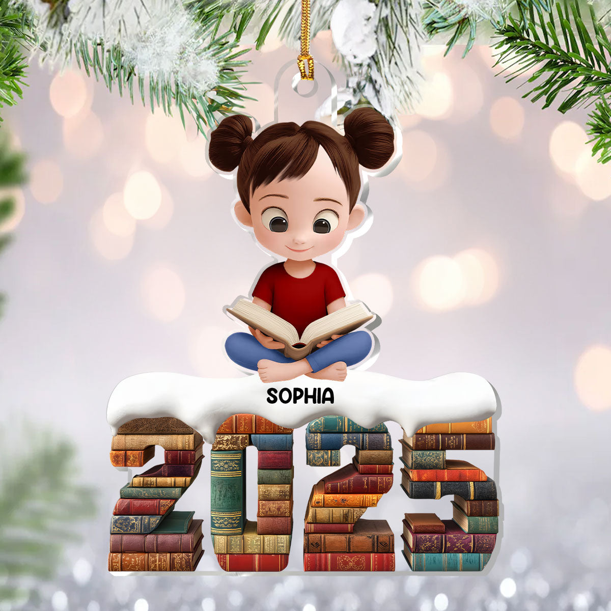 Merry Bookmas 2025 - Personalized 1-Layer Acrylic Ornament – Bookswares